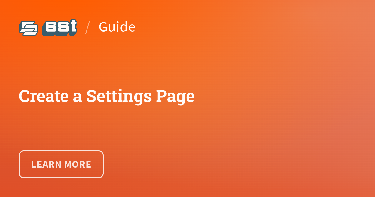 Create a Settings Page