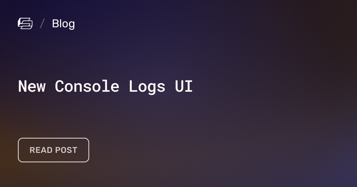 New Console Logs UI | SST